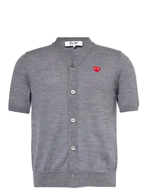 Play Comme Des Garcon Logo-patch Short-sleeve Wool Polo Shirt - Grey
