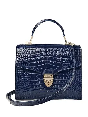 ASPINAL OF LONDON Mayfair Croc-embossed Top-handle Bag - Midnight