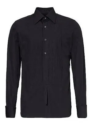 TOM FORD Pleated-bib Slim-fit Cotton Shirt - Black
