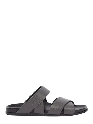 Manolo Blahnik Inezmu Leather Sandals - Grey