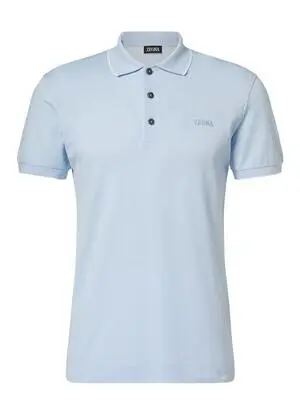 Zegna Cotton-blend Polo Shirt Blue