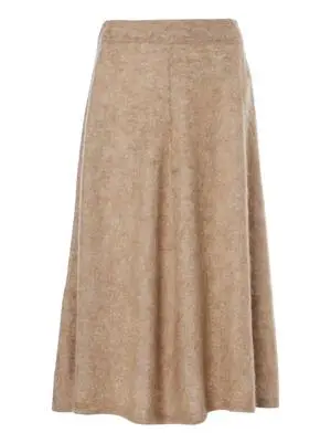 Brunello Cucinelli Wool And Cashmere-blend Midi Skirt - Brown