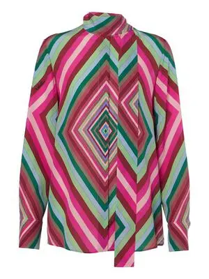 Valentino Garavani Tie-neck Silk Crêpe De Chine Shirt - Multicoloured
