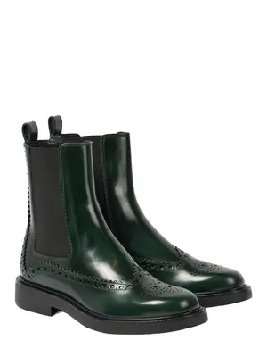 TOD'S Leather Chelsea Boots - Green