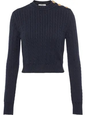 Chloé Cropped Cable-knit Sweater - Blue