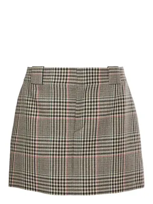 Chloé Checked Wool Miniskirt - Grey