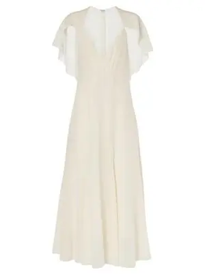 Chloé Silk Chiffon Midi Dress - White
