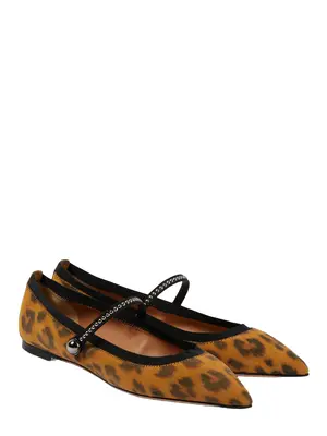 AQUAZZURA Romy Leopard-print Ballet Flats - Orange