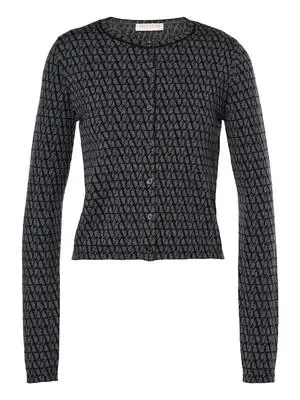 Valentino Garavani Toile Iconographe Virgin Wool Cardigan - Grey