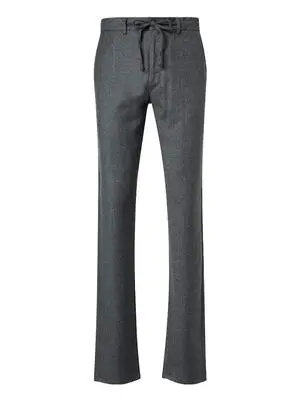 Canali Wool Straight Leg Trousers - Grey