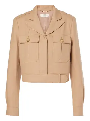 Chloé Cropped Cotton Jacket - Beige