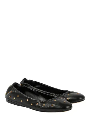 Chloé Eia Studded Leather Ballet Flats - Black