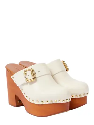 Chloé Jeannette Studded Leather Clogs - White