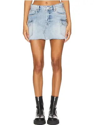 Blanknyc Denim Mini Skirt Road Line