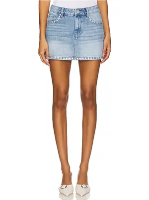 Blanknyc Denim Mini Skirt Rose Garden