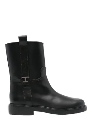 TOD'S Leather Biker Boots - Black