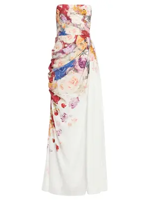 LEO LIN Anastasia Floral Gown - White