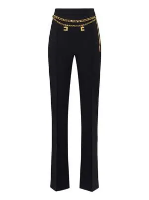 Elisabetta Franchi Belted Crepe Palazzo Trousers - Black