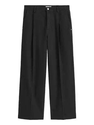 Cos Pleated Wide-leg Denim Pants - Black