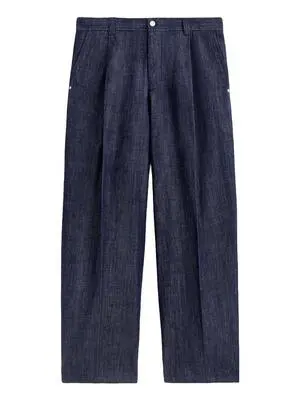 Cos Pleated Wide-leg Denim Pants - Indigo