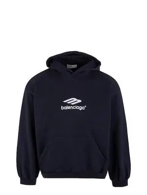 Balenciaga 3b Sport Embroidered Hoodie - Navy Blue