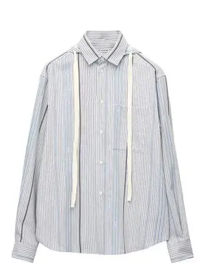 Loewe Jacquard Hooded Wool And Cotton Shirt - White/light Blue