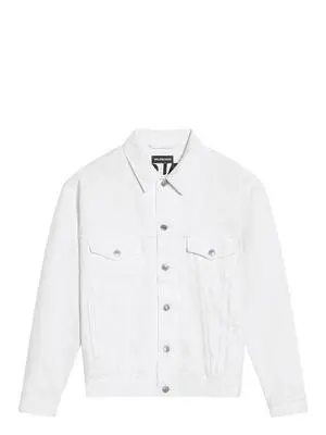 Balenciaga Embroidered Logo Japanese Denim Jacket - White/black