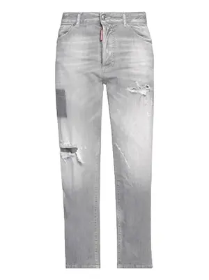 Dsquared2 Straight-leg Jeans With Leather Trim - Grey