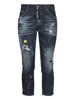 Dsquared2 Tapered Jeans With Appliqués - Blue