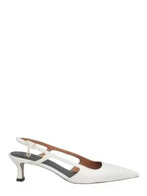 Maje Leather Slingback Pumps - Off White