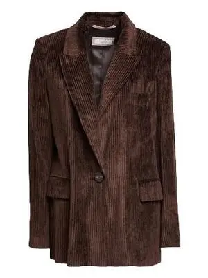 Peserico Single-breasted Corduroy Blazer - Brown