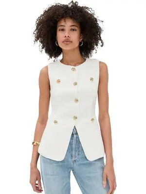 Endless Rose Tweed Buttoned Top - White