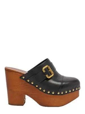 Chloé Jeannette Leather Platform Clogs - Black