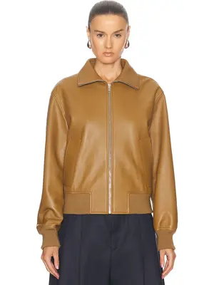 Bottega Veneta Leather Bomber Jacket - Acorn