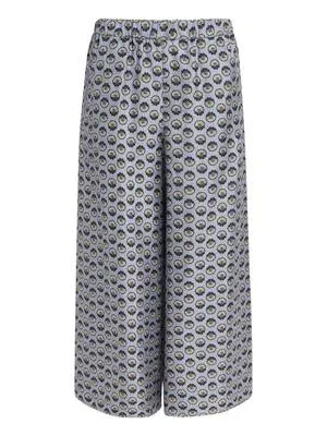 Max Mara Silk Printed Trousers - Blue