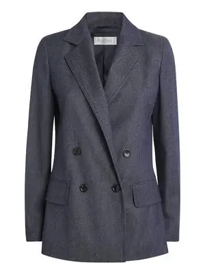 Max Mara Virgin Wool Double-breasted Blazer - Blue