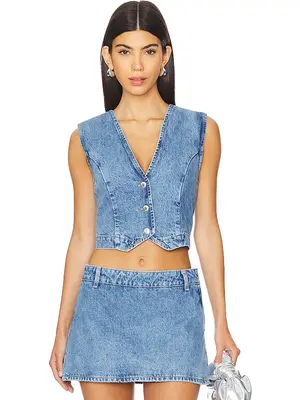 SEROYA Shelly Tailored Denim Vest - Flat Light