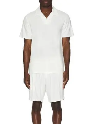 Frescobol Carioca Faustino Terry Cotton Blend Short Sleeve Polo - Ivory
