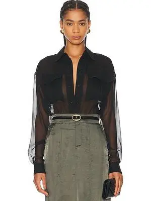 Saint Laurent Button Up Top - Noir