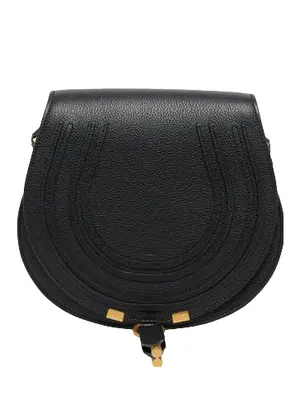 Chloé Chloe Marcie Grained Leather Shoulder Bag Black