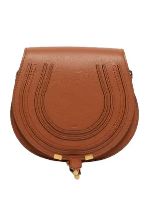 Chloé Chloe Marcie Grained Leather Shoulder Bag Brown