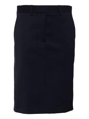 Helmut Lang Straight Virgin Wool Skirt - Blue