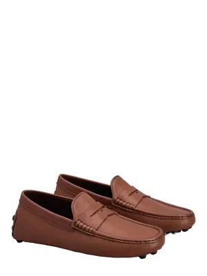 TOD'S Logo-embossed Leather Penny Loafers - Brown