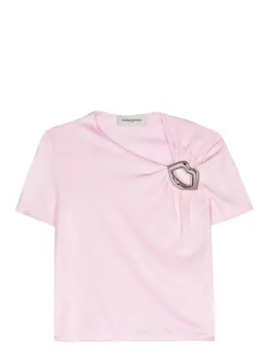Sonia Rykiel Paris Lips-motif Asymmetric T-shirt - Pink