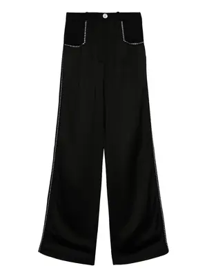 Sonia Rykiel Paris Crystal-embellished Wide-leg Trousers - Black