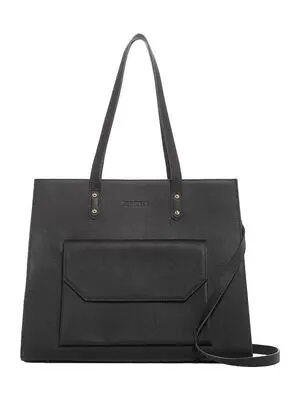 F & W STYLE Imani Large Leather Tote Black