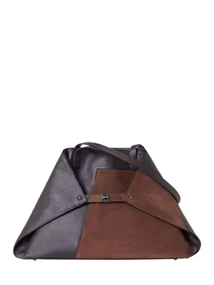 Akris Ai Medium Patchwork Leather Tote Bag - Mocca