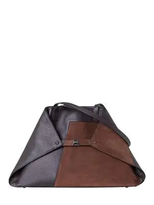 Akris Ai Medium Patchwork Leather Tote Bag - Mocca