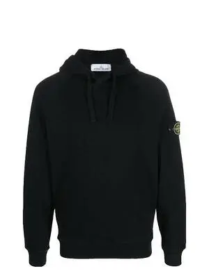 Stone Island Logo Patch Hoodie - Black