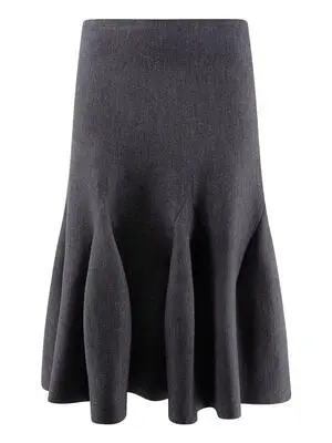 Alaïa Flared Virgin Wool Blend Skirt - Grey